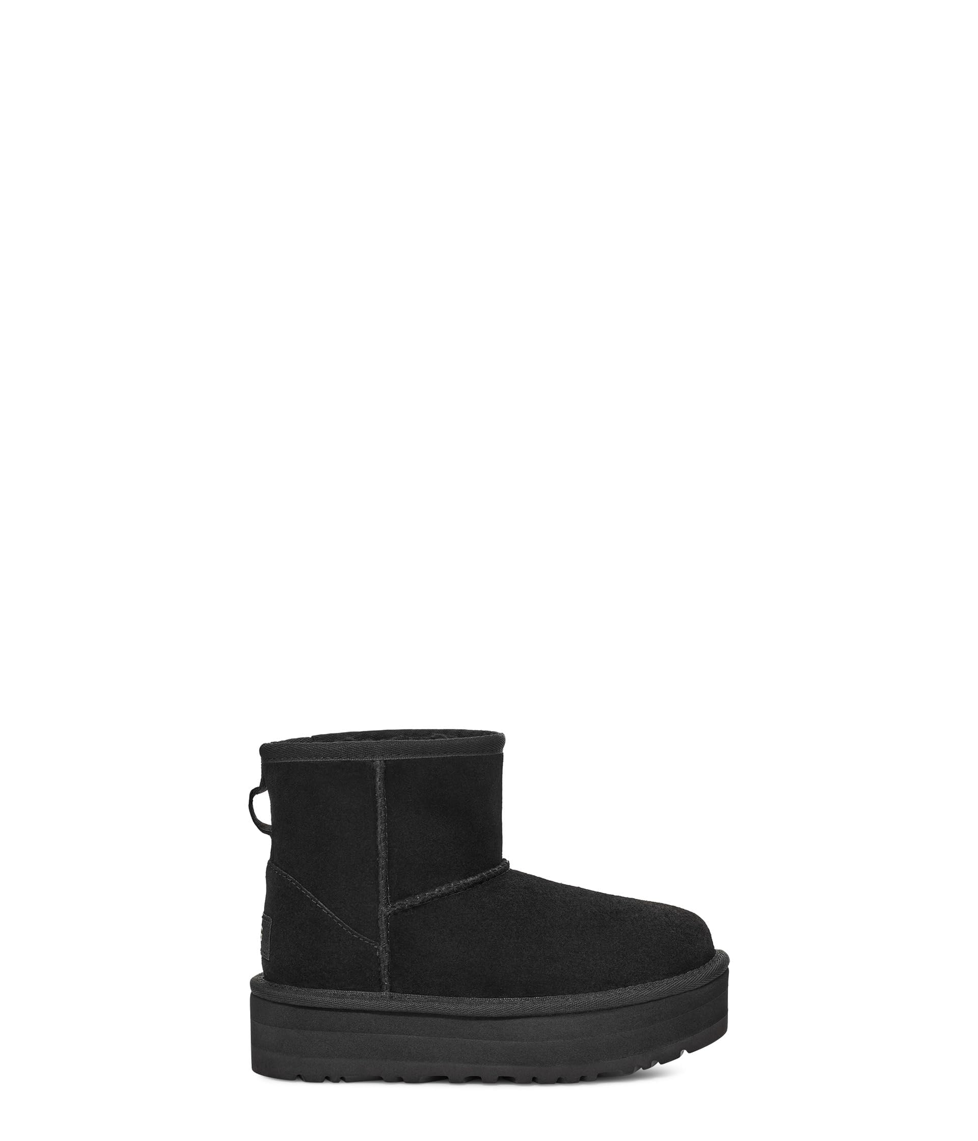 UGG Unisex-Child Classic Mini Platform Boot, Black, 4 Big Kid