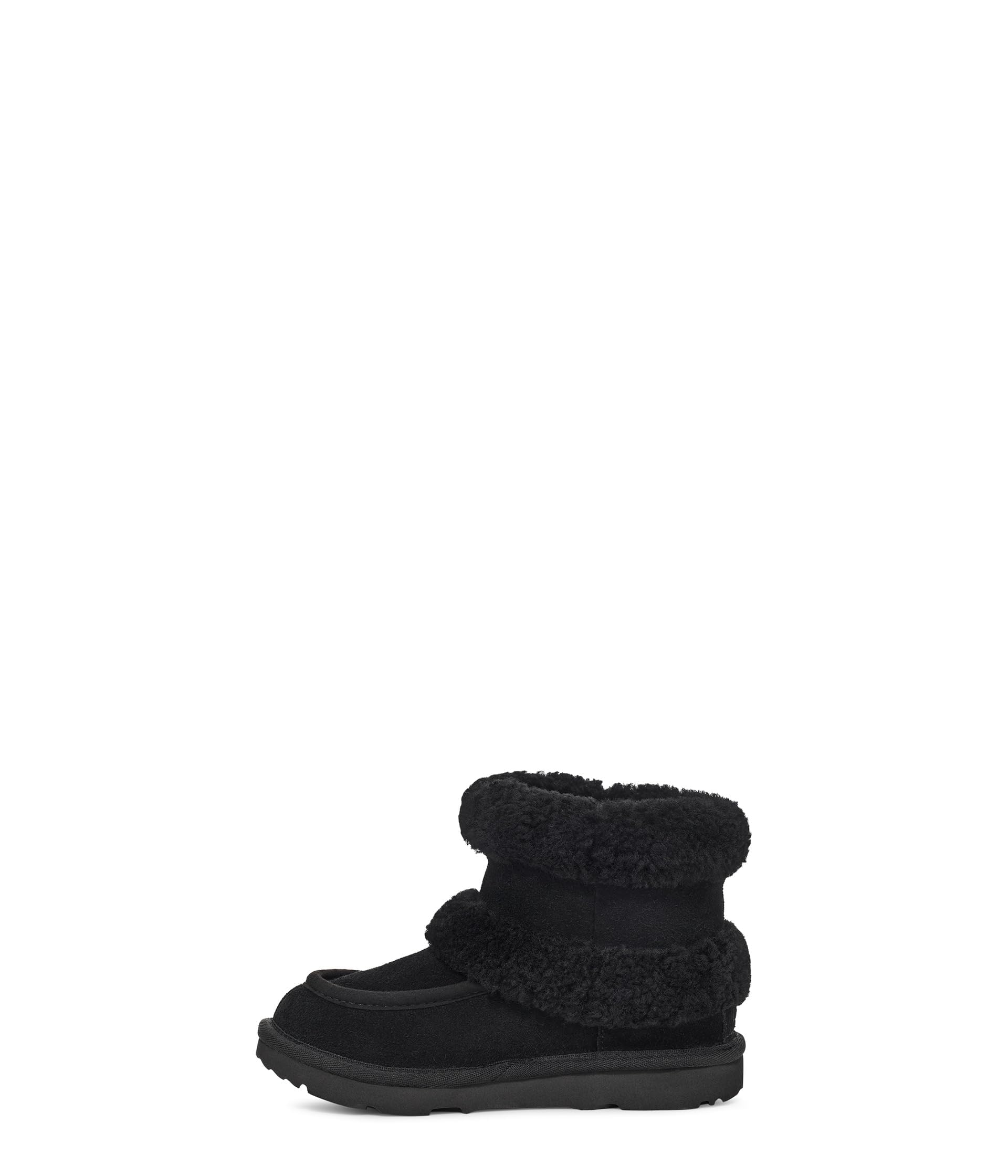 UGG Unisex-Child Ultra Mini Ugg Fluff Boot, Black, 2 Little Kid