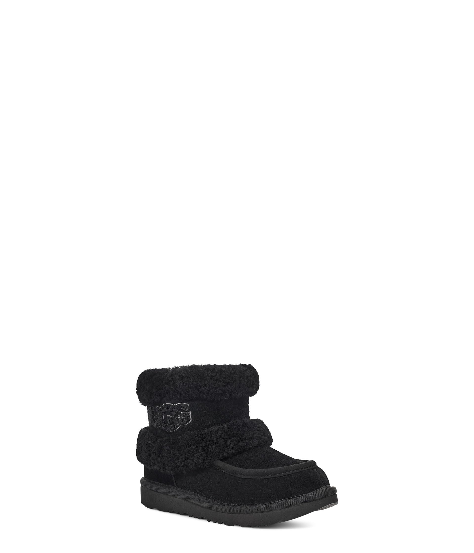 UGG Unisex-Child Ultra Mini Ugg Fluff Boot, Black, 2 Little Kid