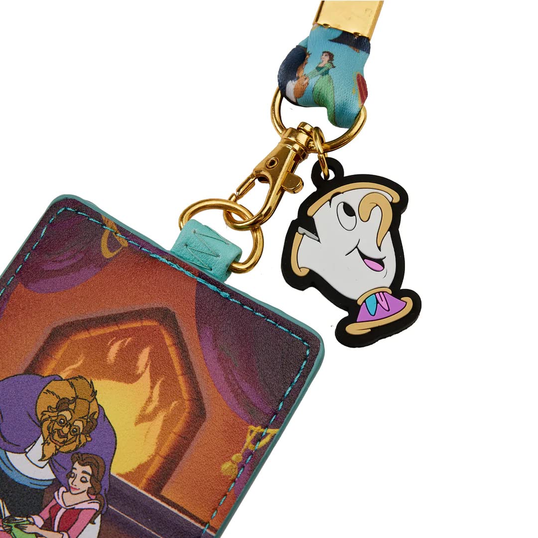 Loungefly Disney Beauty and The Beast Fireplace Scene Lanyard with Cardholder