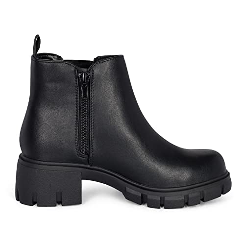Chariot &Co: Dance-IIS - Girls/Kids/Childrens Lug Sole Chelsea Fashion Platform Ankle Booties (Black Pu, 13)