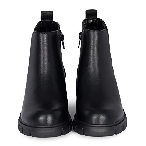 Chariot &Co: Dance-IIS - Girls/Kids/Childrens Lug Sole Chelsea Fashion Platform Ankle Booties (Black Pu, 13)