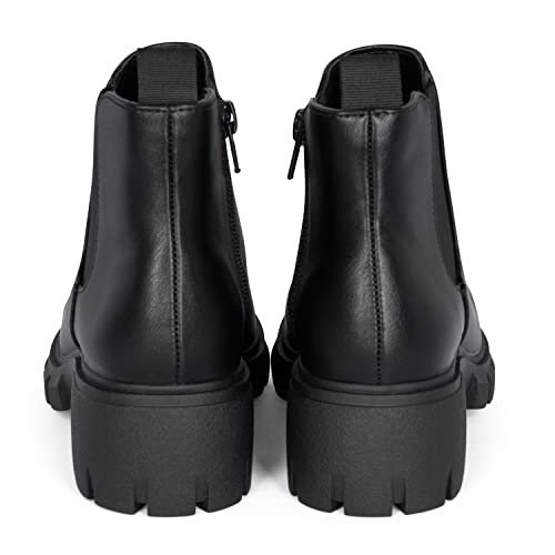 Chariot &Co: Dance-IIS - Girls/Kids/Childrens Lug Sole Chelsea Fashion Platform Ankle Booties (Black Pu, 13)