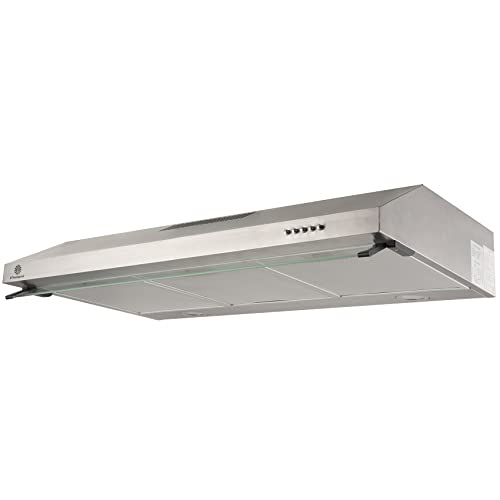 Slim Under Cabinet Range Hood in Stainless Steel, 36 Inch, Ducted Ductless Convertible Kitchen Hood, Dual-motor Exhaust Fan, Top and Rear Vent, 3-Speed, LED Lights, HTH HTHOMEPROD