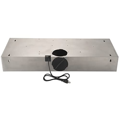 Slim Under Cabinet Range Hood in Stainless Steel, 36 Inch, Ducted Ductless Convertible Kitchen Hood, Dual-motor Exhaust Fan, Top and Rear Vent, 3-Speed, LED Lights, HTH HTHOMEPROD
