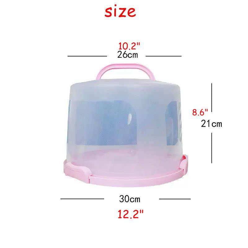 HomDSim Cake Carrier Round Cake Stand Plus Height Cake Container with Cupcakes Pad, Handle, Lid Reusable Package Box for Transporting Desserts,Pie,Toast,Fruit