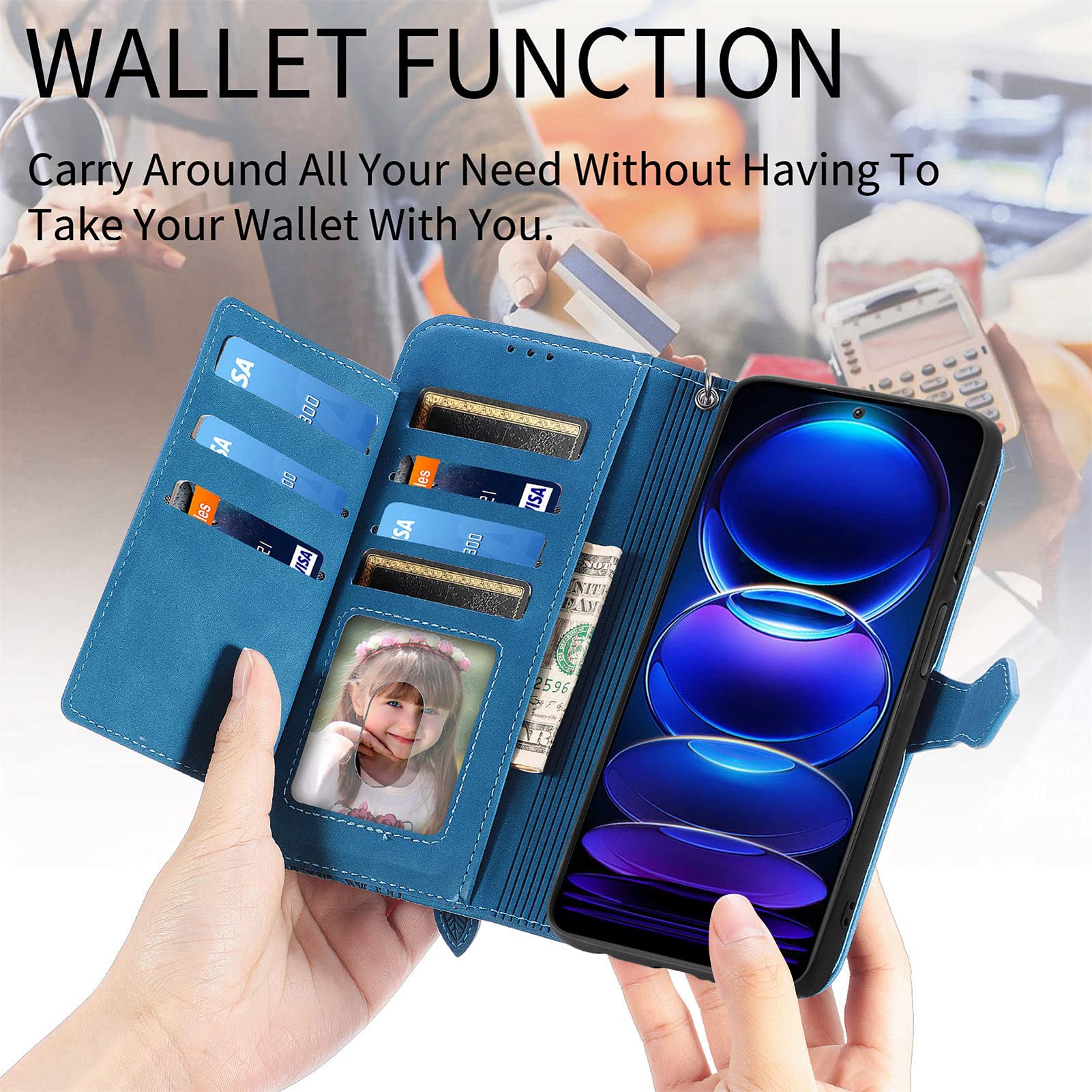 Monwutong Zipper Storage Wallet Case for Redmi Note 12 Pro 5G, Case for Xiaomi Poco X5 Pro,Skin Friendly Feel Leather Case with Muliti-Card Slots Holster for Poco X5 Pro/Note 12 Pro,SZY Pink