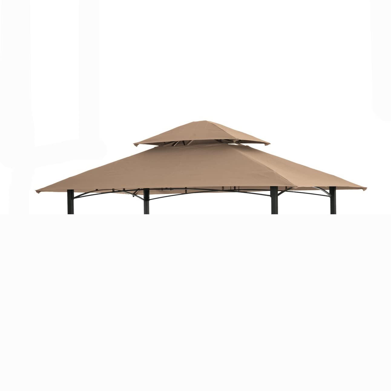 8x5 Ft Grill Gazebo Replacement Canopy Top Cover Double Tiered BBQ Gazebo Replacement Shade Cover (for 8x5 Ft Girll Gazebo Frame, Khaki-8x5 Ft)