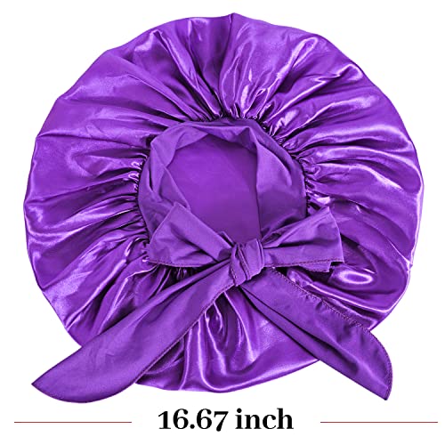 Weradau Pack of 2 Satin Sleeping Bonnet Women Elastic Satin Bonnet Sleep Cap, Adjustable Satin Shower Cap Hair Bonnet