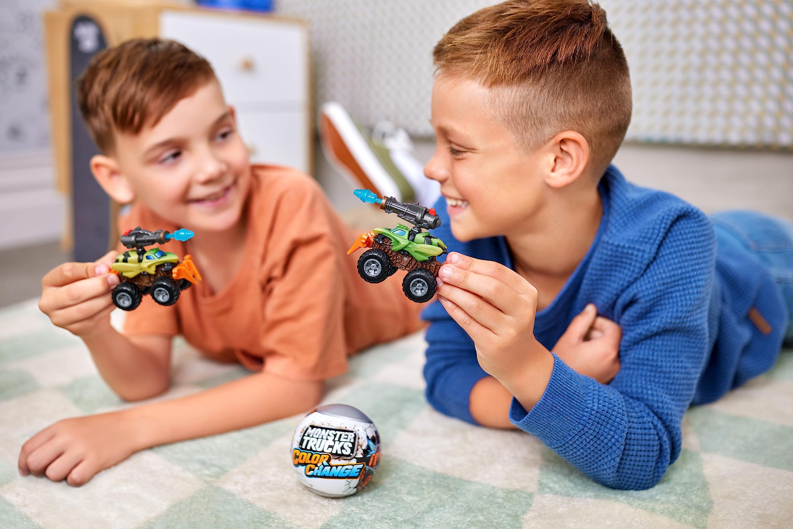 5 Surprise Monster Trucks Series 3 Color Change (2 Pack) by ZURU Collectible Racing Battle Surprise Fireable Weapons Action Toys for Boys