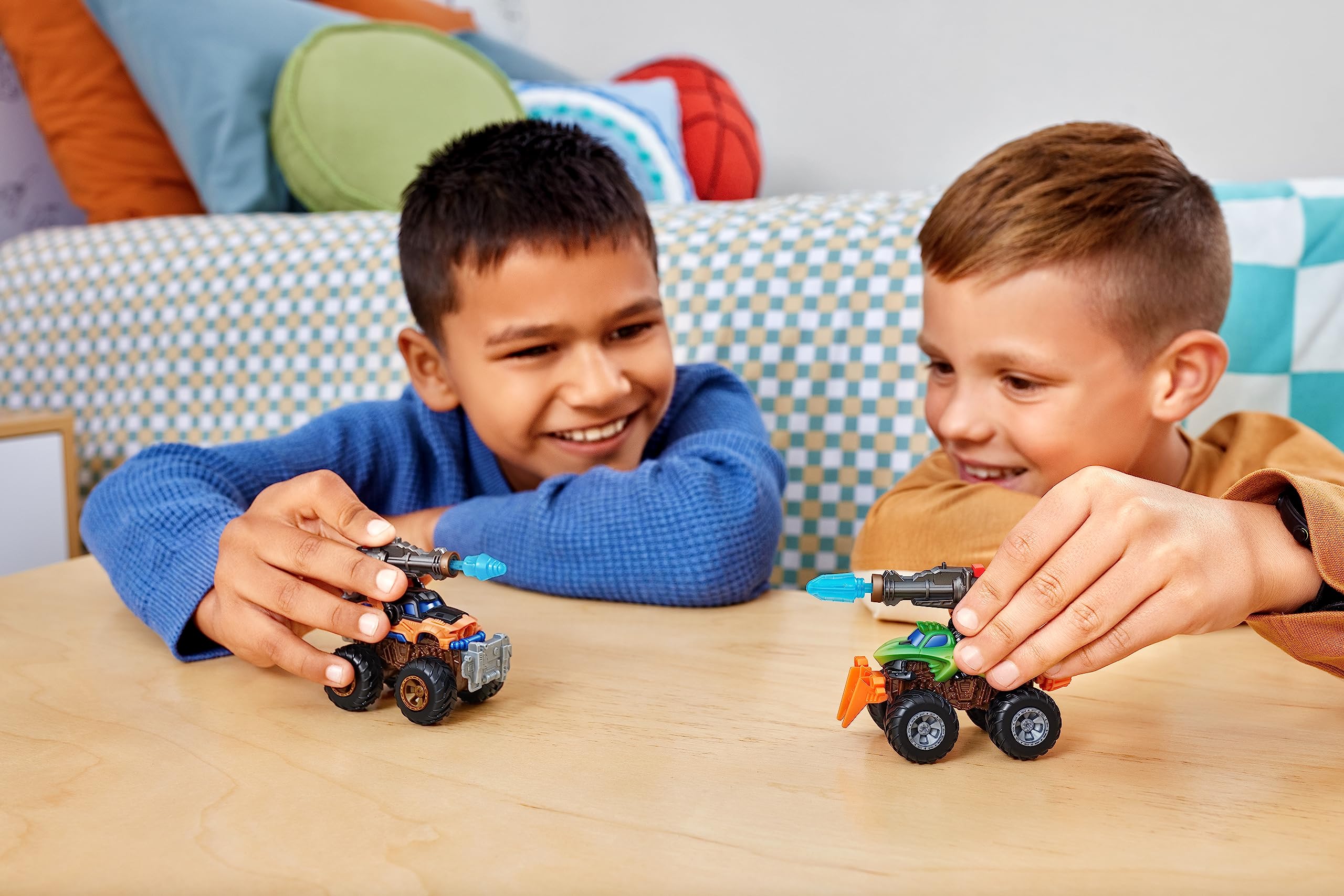 5 Surprise Monster Trucks Series 3 Color Change (2 Pack) by ZURU Collectible Racing Battle Surprise Fireable Weapons Action Toys for Boys