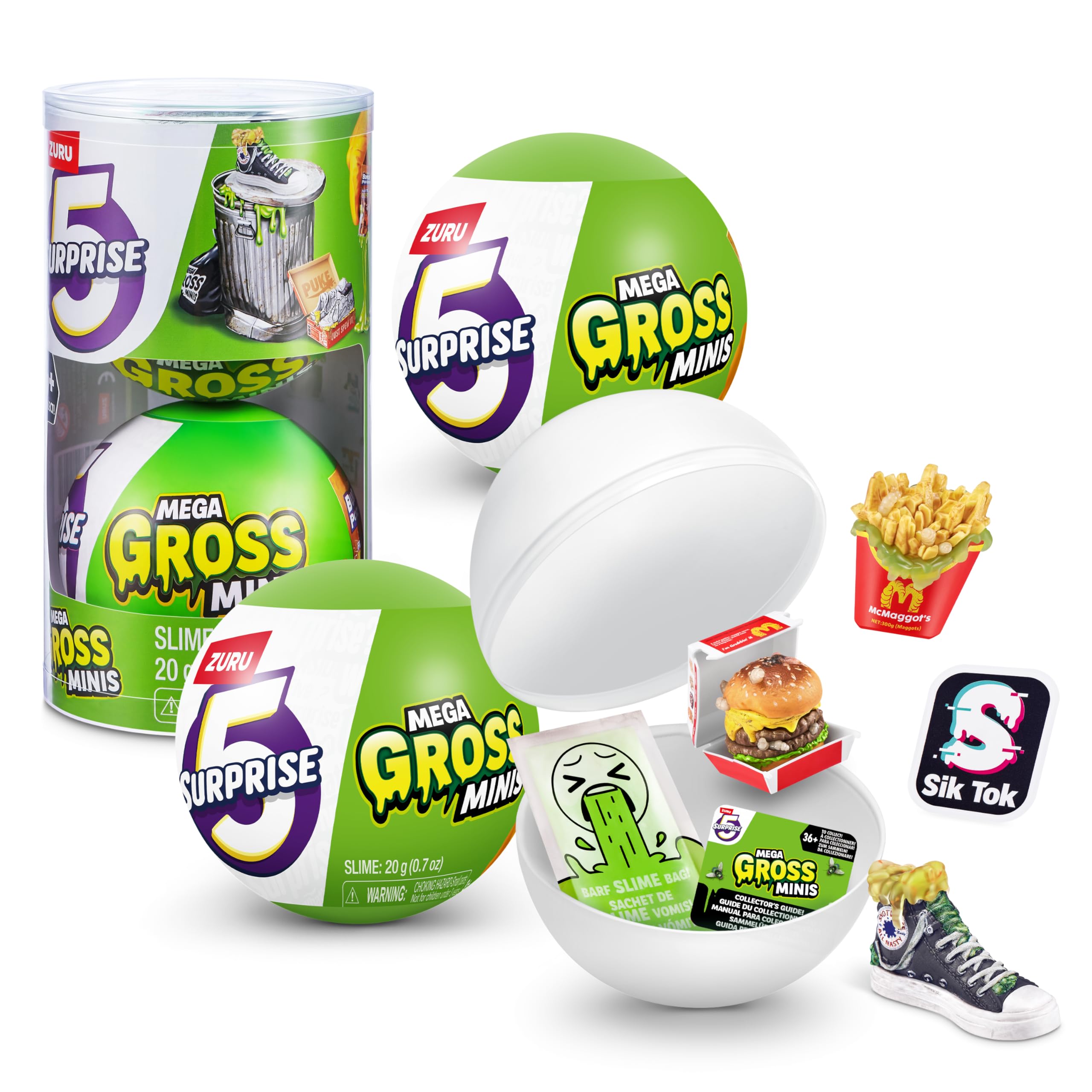 5 Surprise Mega Gross Minis by ZURU Boys Mystery Collectible Minis Brands Parody, Toys for Boys and Girls 3+, Halloween Toy