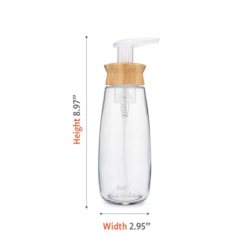 Updated Full Circle Foamance Glass Foaming Soap Dispenser Bamboo Lid, 16-Ounce, Clear
