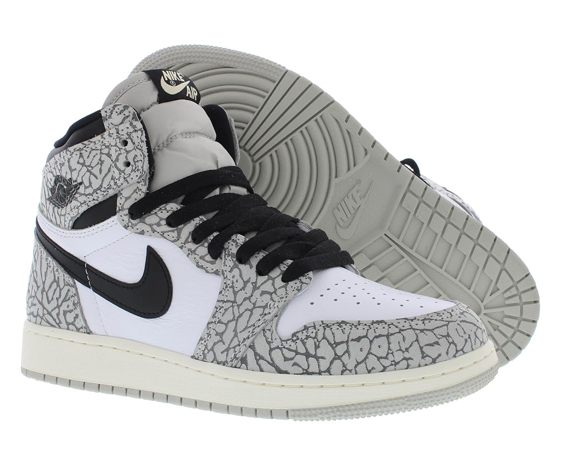 Nike Big Kid's Jordan 1 Retro High OG White Cement Grey/Blk/Wht (FD1437 052) - 4.5