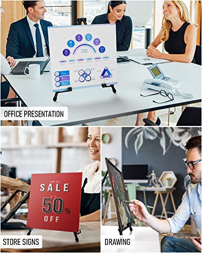 Nicpro Tabletop Easel Stand for Display, 14” Small Black Steel Portable & Adjustable Table Tripod Easels for Canvas Paintings, Framed Pictures, Event Signs, Posters- with Carry Bag