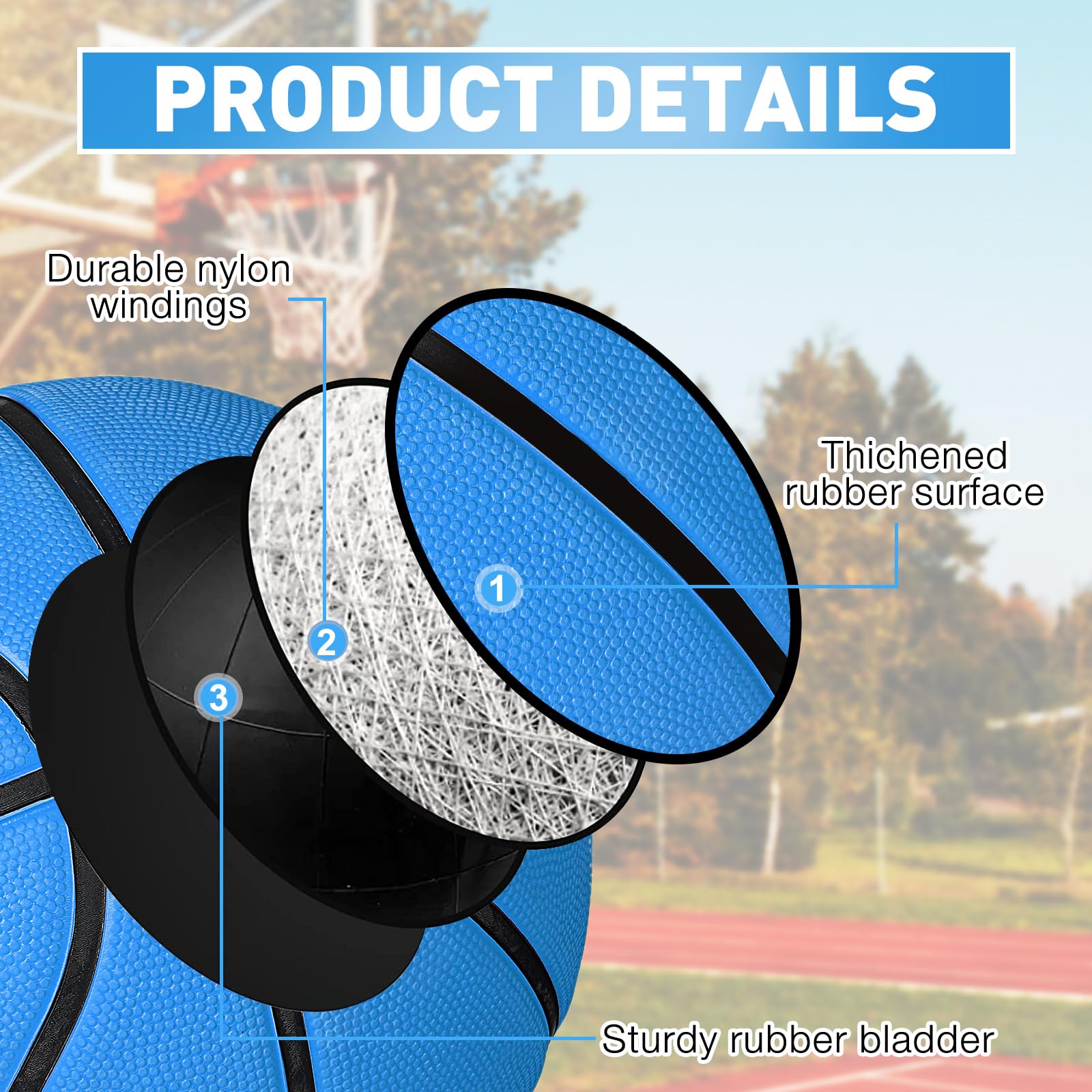 Libima 4 Pcs Rubber Basketball with Pump Official Indoor Outdoor Basketball Sport Gift for Game Practice Training Kids Teens Adults Streetbballs(Size 6,Yellow, Green, Blue, Orange)