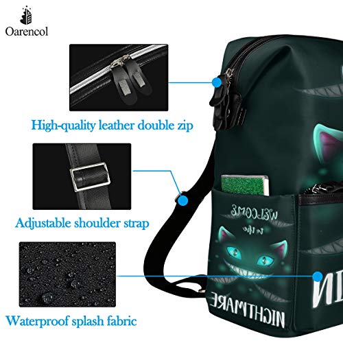 Oarencol Welcome To The Nightmare Scary Backpack Creepy Evil Cat Face School Book Bag Travel Hiking Camping Laptop Daypack