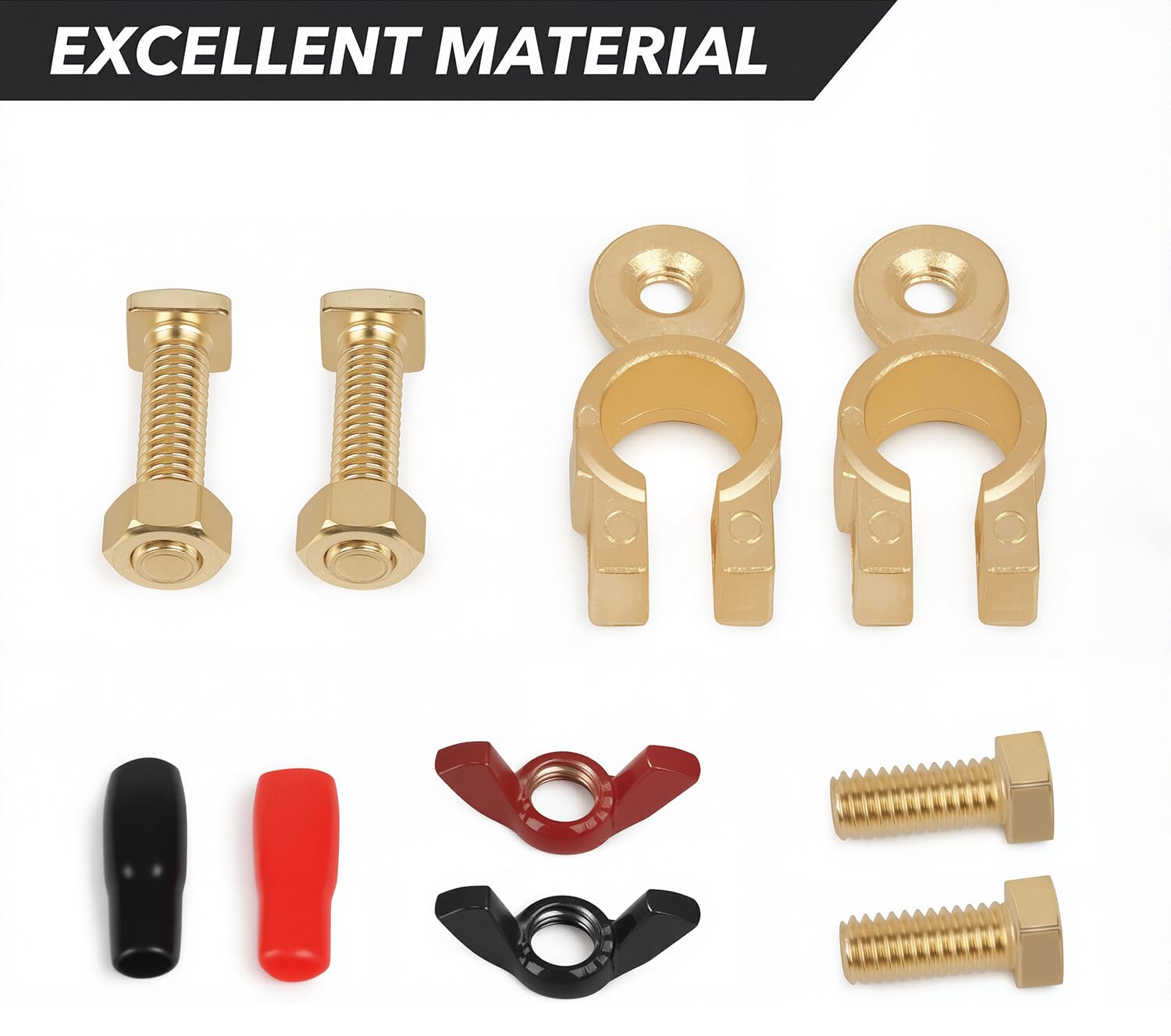 SINGARO Car Battery Terminal Connector, Pure Copper Cable End Top Post Clip Positive and Negative Pole, Applicable to Automobile, Truck, RV and Yacht Accessories