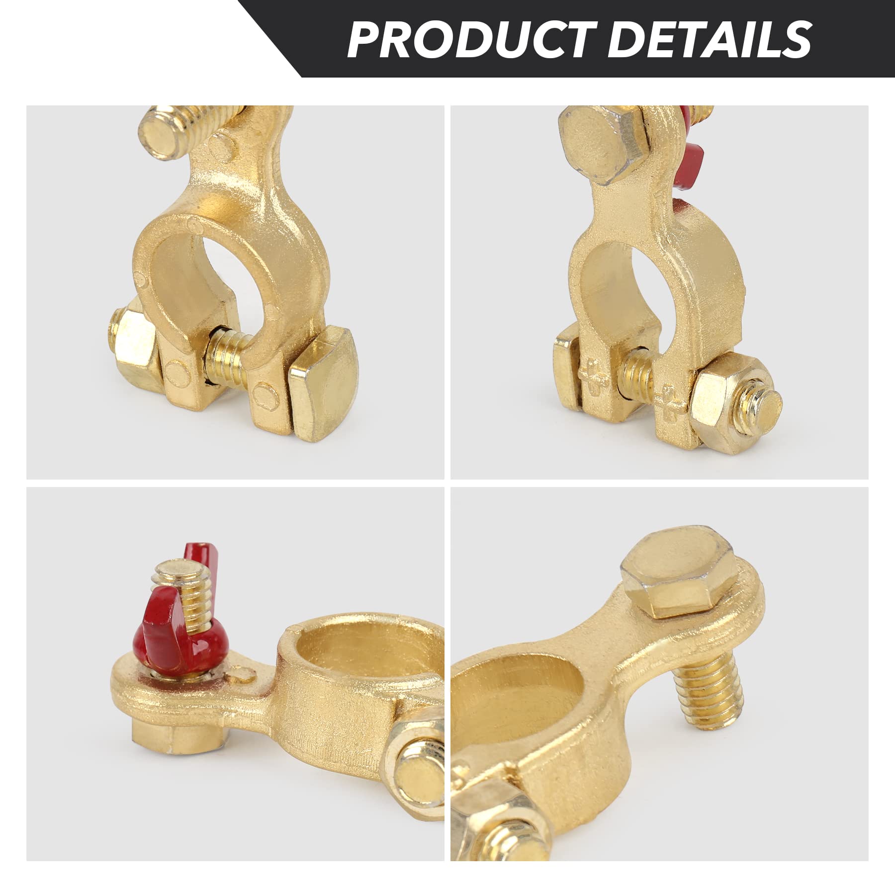 SINGARO Car Battery Terminal Connector, Pure Copper Cable End Top Post Clip Positive and Negative Pole, Applicable to Automobile, Truck, RV and Yacht Accessories