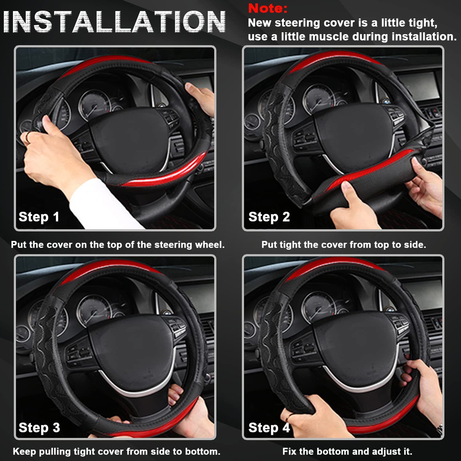 GIANT PANDA Steering Wheel Cover for Toyota Tacoma,4Runner,Tundra,Sequoia, Large Size - Blue