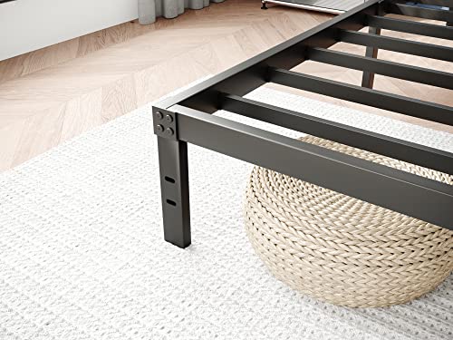 Minimalist Studio Metal Bed Frame – Heavy Duty Mattress Foundation with Anti-Slip Steel Slat Support, Durable Platform Base with Underbed Storage, Easy Assembly (King)