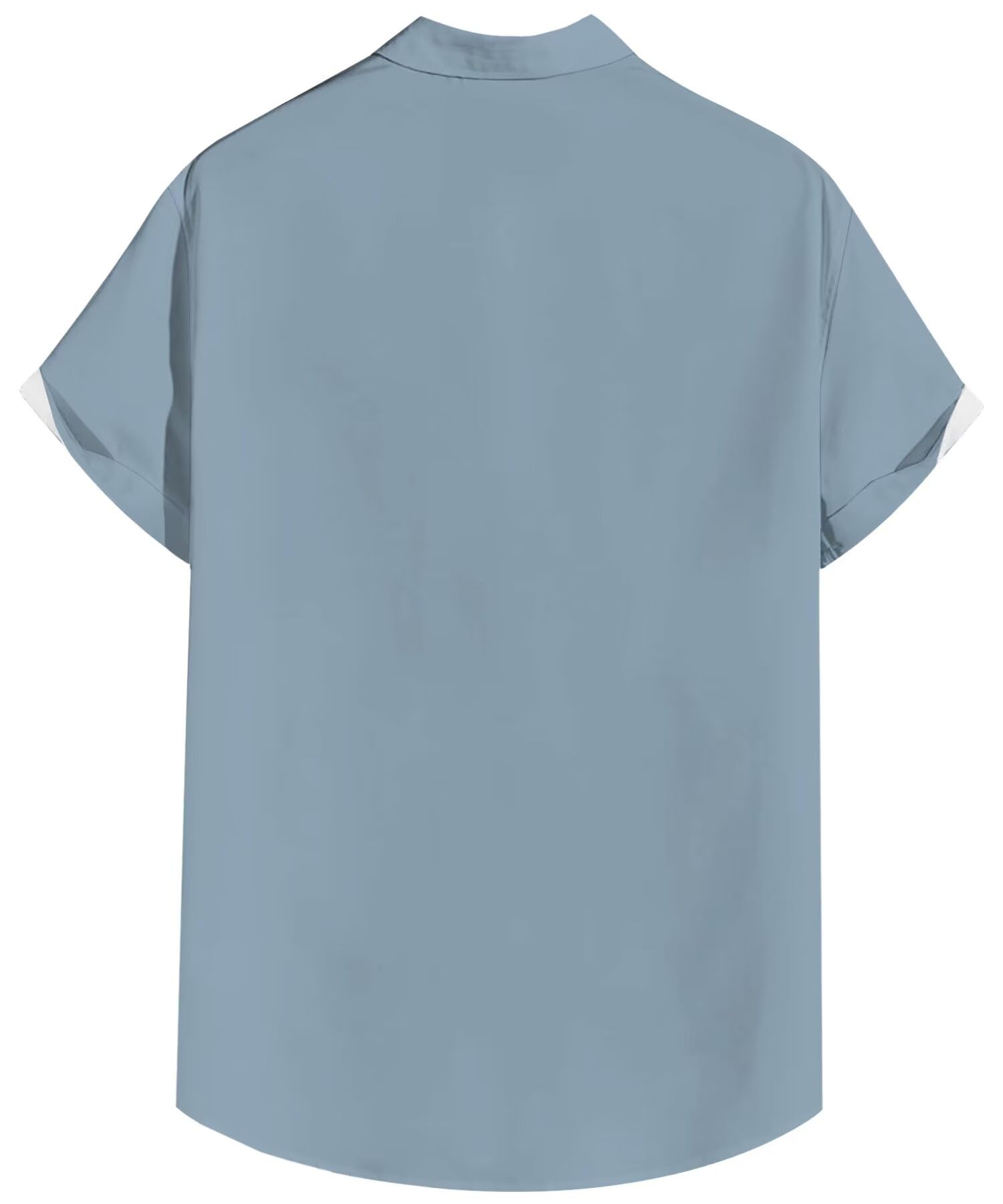 Lzzidou Men's Hawaiian Shirt Short Sleeve Button Down Beach Shirts Blue Grey