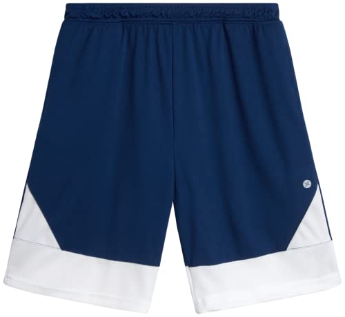 RBX Boys’ Athletic Shorts - 4 Pack Lightweight Fleece Performance Basketball Shorts - Activewear Shorts for Boys (Size: 8-16), Size 10-12, Green Camo/White Blue
