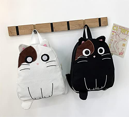 LaurelTree Kawaii Aesthetic Cute Cartoon Cat Backpack Laptop Travel Bag School Students Teens Girls (Black)