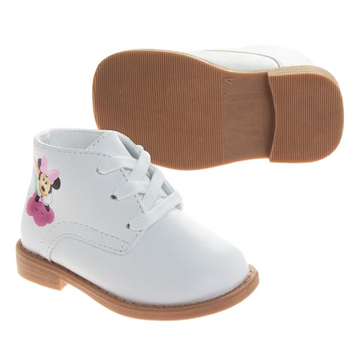 Josmo Baby Boys Girls Unisex Walking Shoes First Step Walker - Lightweight Synthetic Dress Boots Non-Slip Bottom High top -White/Pink (Size 4 Infant)