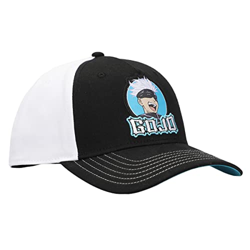 Jujutsu Kaisen Gojo Men's Black & White Baseball Cap with Light Blue Underbill