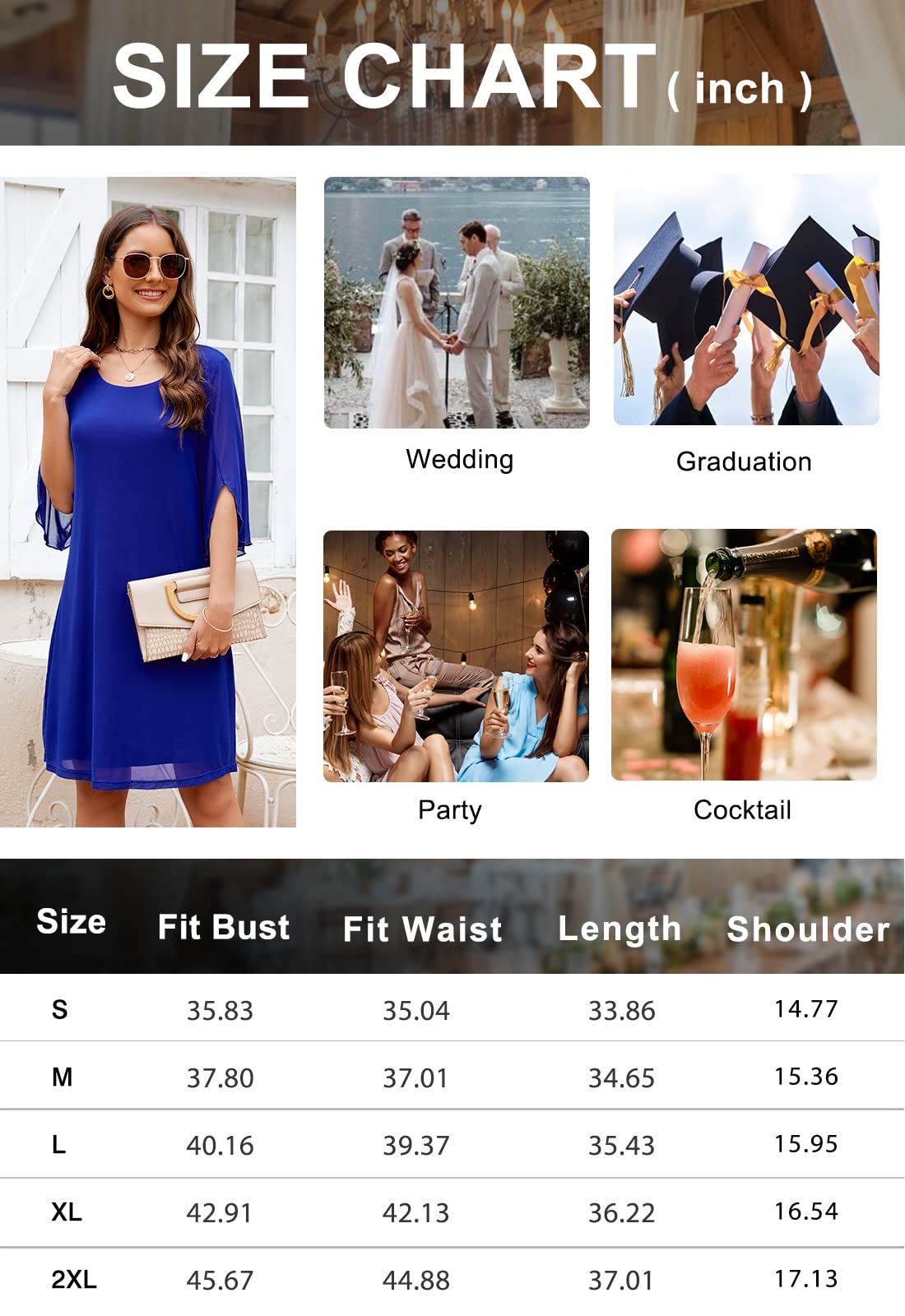 Actcat Women's Casual Loose 3/4 Sleeve A-Line Shift Wedding Guest Dresses Floral,Flower White Black,Medium