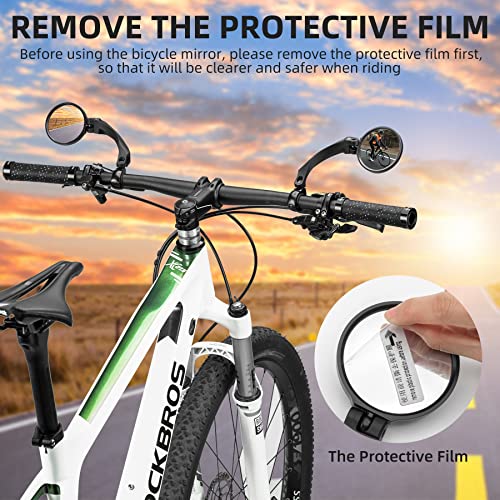 ROCKBROS Bike Mirror Handlebar Mount Bicycle Rear View Mirror Adjustable Rotatable Safety Bike Accessories Bike Mirrors for Mountain MTB Road E-bike