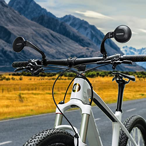 ROCKBROS Bike Mirror Handlebar Mount Bicycle Rear View Mirror Adjustable Rotatable Safety Bike Accessories Bike Mirrors for Mountain MTB Road E-bike