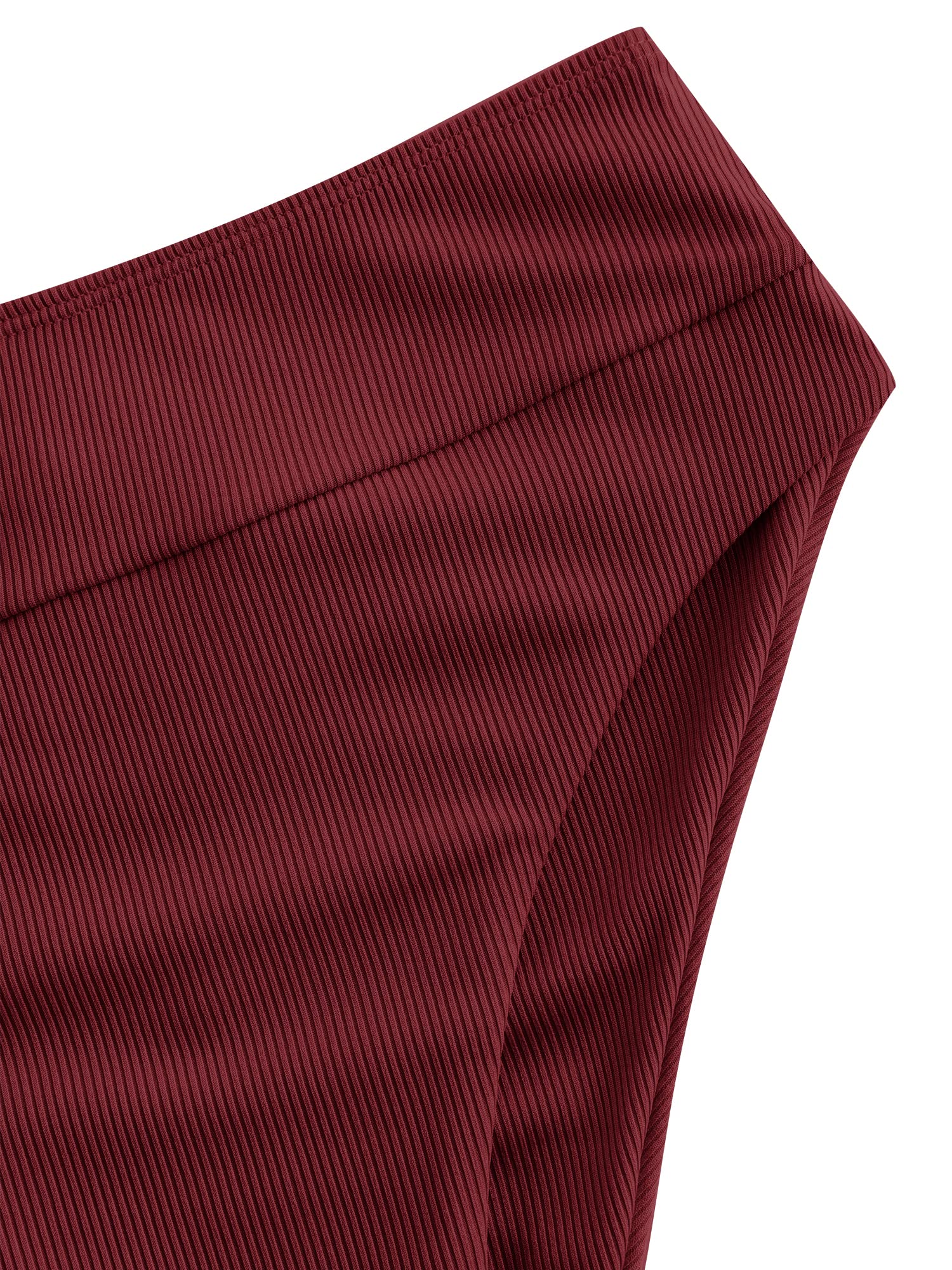 ZAFUL Women Bikini Swimsuit Chest Kink Tank Top Tummy Control High Waisted Two Piece Bathing Suits Wine Red S