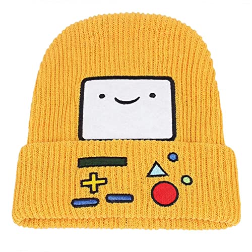 Wellcalmly Anime Beanie Unisex Knitted Hats, Cute Slouchy Warm Cap, Cartoon Winter Soft Headwear Hat for Men Women (Yellow)