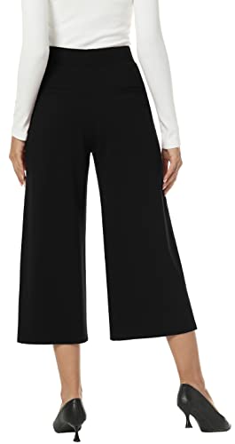 MISS MOLY Women's Wide Leg Pants Business Capris Crop Palazo Dress Pants Culotte Stretch Pull On Work Pants Black M