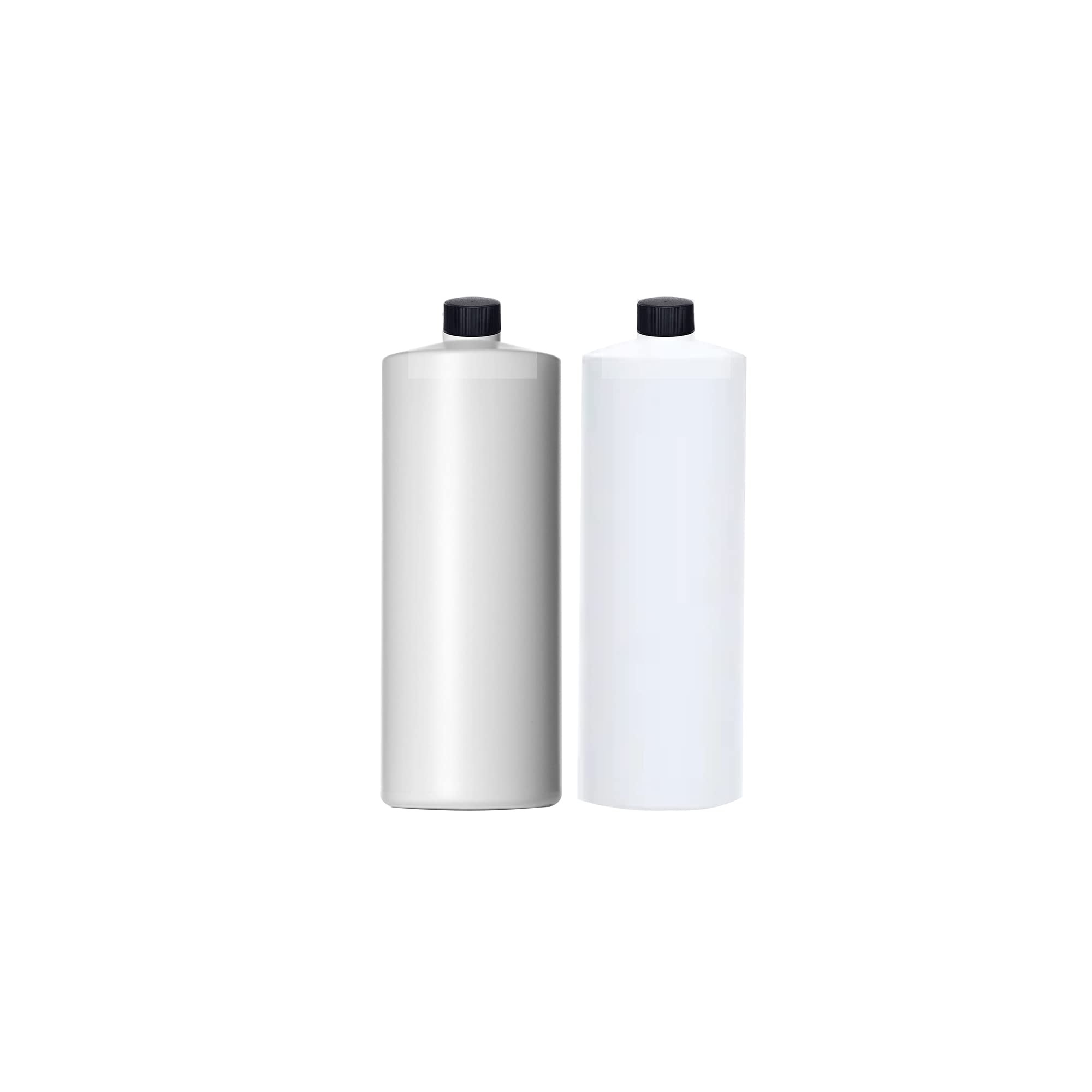 (Pack of 15) 32oz 28/410 HDPE Plastic Cylinder Squeeze Bottles with printed pressure sensitive capfor Shampoo, Conditioner, Lotion, Any Liquid Products, Keratin Multi-Use Refillable