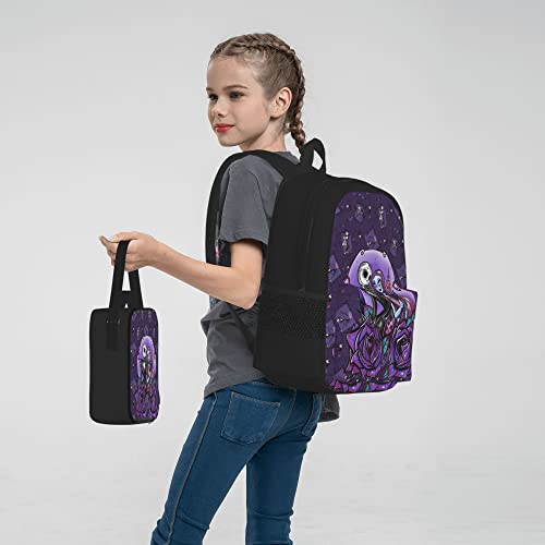 halloween 3 Piece Backpack Set Cartoon Backpack with Lunch Box Pencil Case for girls teens Women Men Durable Laptop Bag school backpack christmas Hiking Camping Daypack C 67