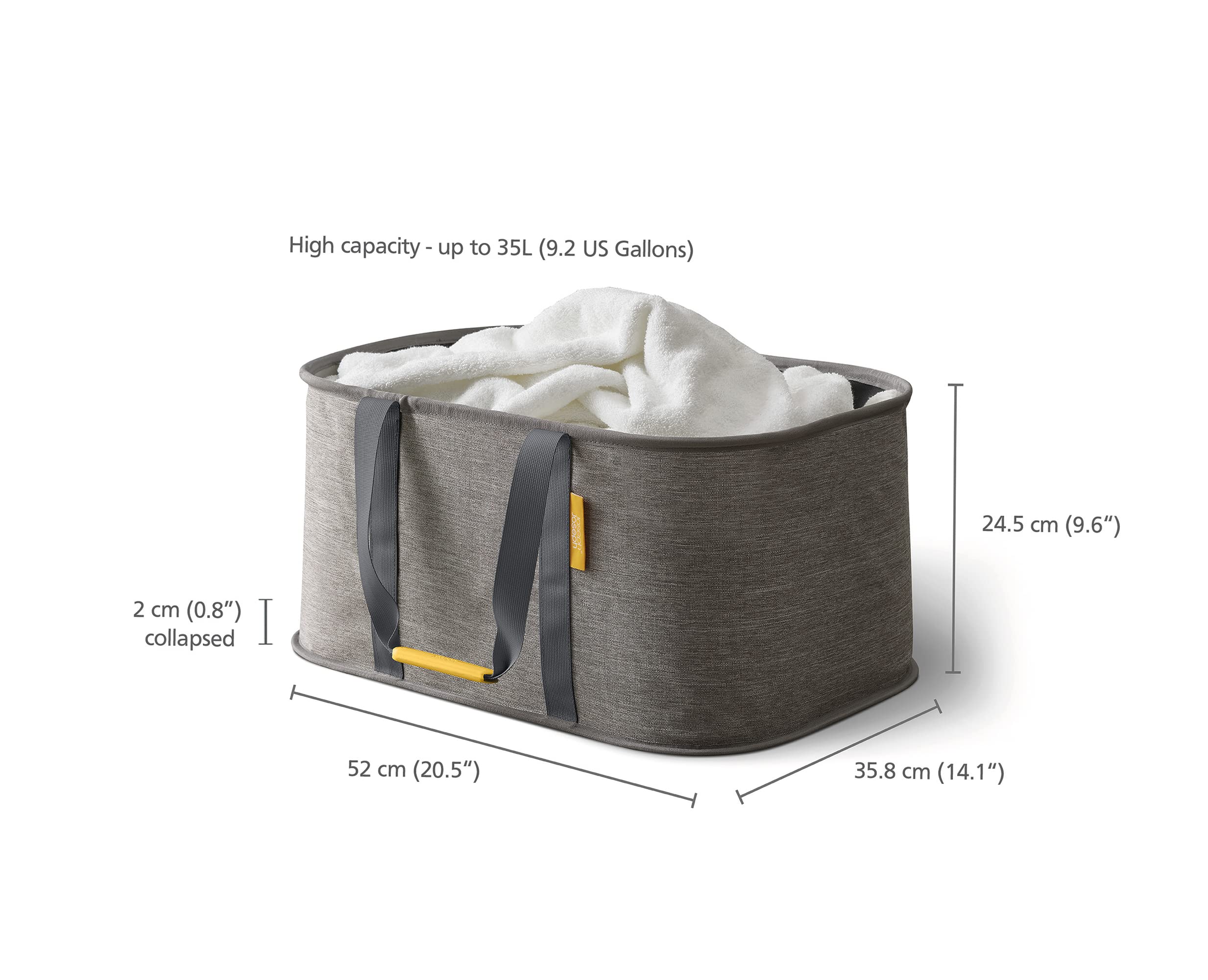 Joseph Joseph Hold-All - Collapsible Folding 35L/9.2 Gallon Washing Laundry Basket Bag, Durable Fabric, Moisture Resistant, Grey
