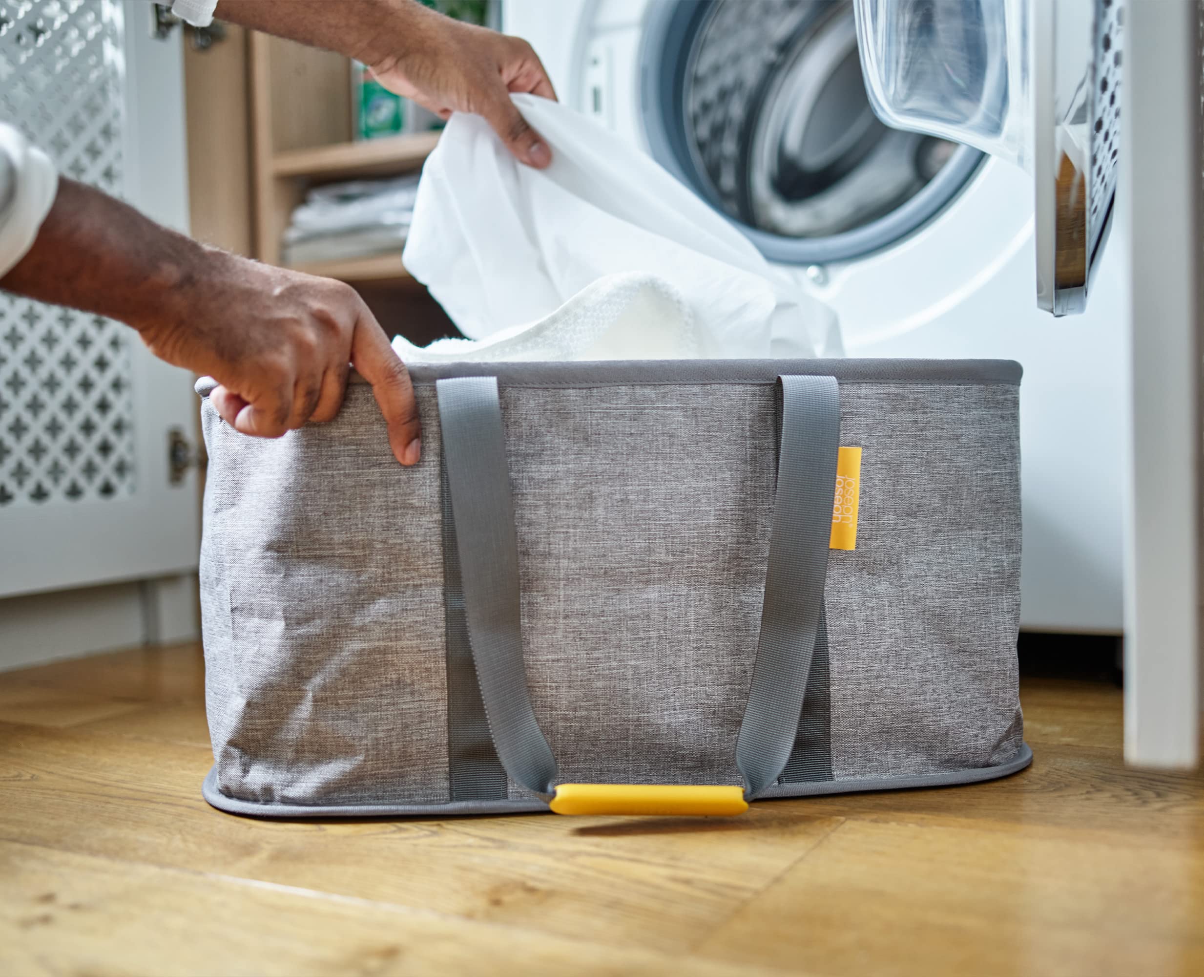 Joseph Joseph Hold-All - Collapsible Folding 35L/9.2 Gallon Washing Laundry Basket Bag, Durable Fabric, Moisture Resistant, Grey