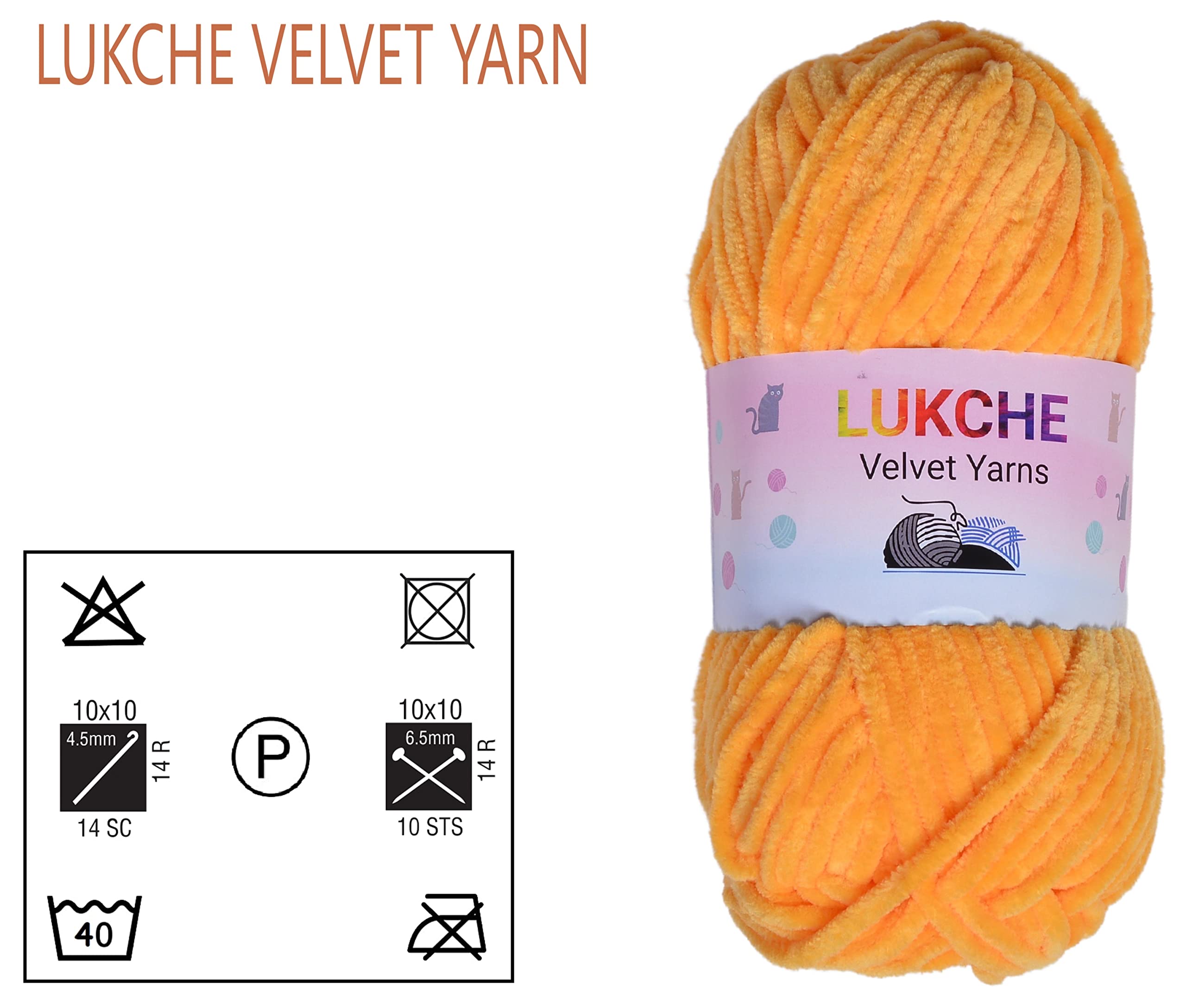 Lukche Super Soft Velvet Chenille Blanket Amigurumi Crochet Baby Blanket Knitting Yarn Super Bulky 3x100 gr (3x132 yds) Including Foldable Scissors (Mustard)