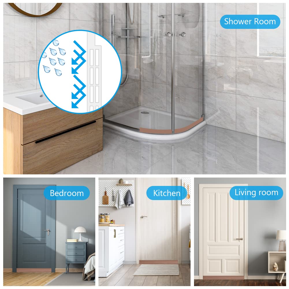 Ainiv Door Draft Stopper Under Door Seal, 2" W x 39" Cutable Soundproof Door Seal, Adhesive Under Door Sweep Weather Stripping Soundproof Kit, Under Door Draft Stopper Seals Anti-Collision-Brown