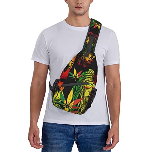 Sling Bags,Jamaican Flag King Lion Men Women Shoulder Backpack,Chest Bag Daypack for Hiking Travel