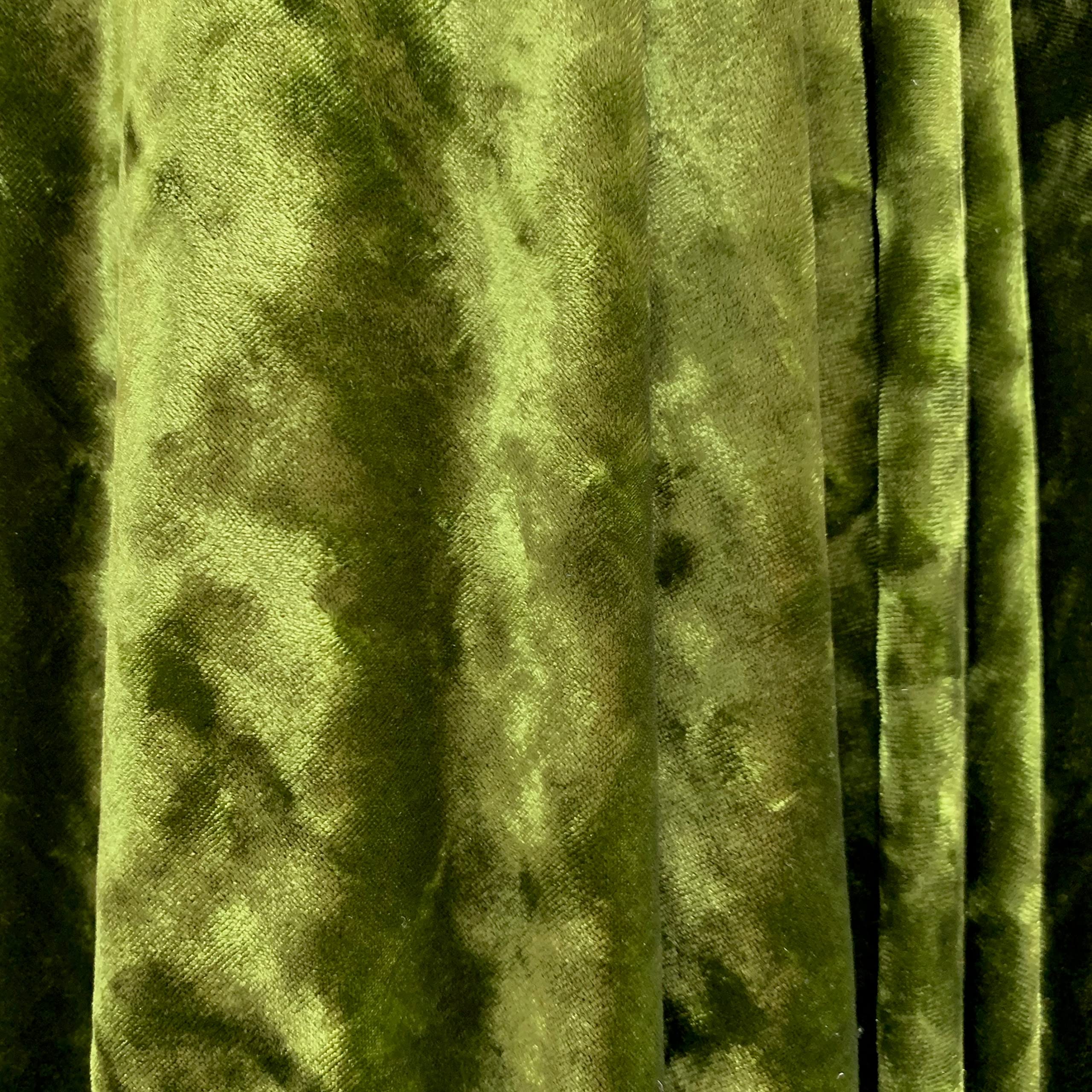 Samantha Olive Green Polyester Stretch Crushed Velvet Fabric by The Yard for Bows, Topknot. Headwraps, Scrunchies, Clothes, Costumes, Crafts
