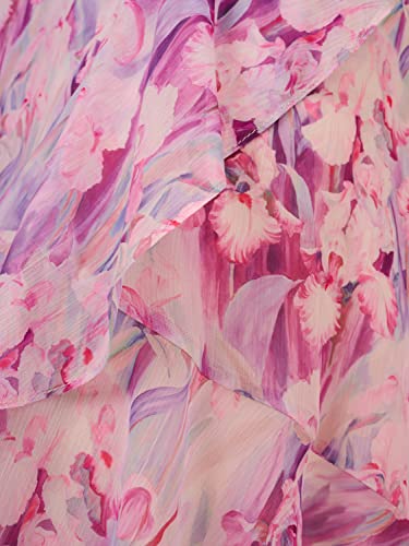 Adrianna Papell Women's Printed Chiffon Short Dress, Pink Multi