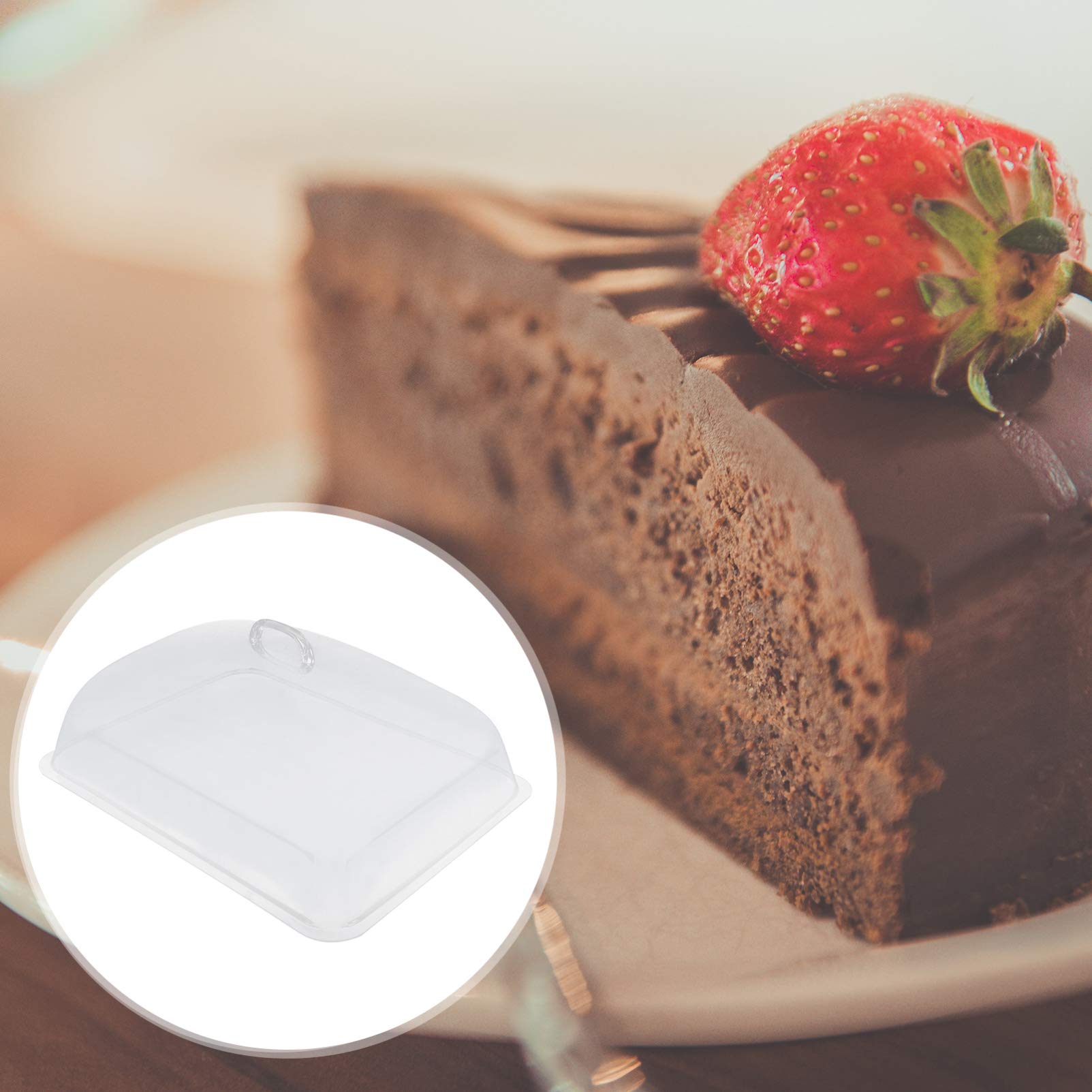 BESTonZON Plastic Cake Dome Cover Rectangular Clear Desert Cloche Display Cake Plate Serving Platter Cheese Cloche Dome Food Cover for Bread Dessert Snack 38.5X29CM