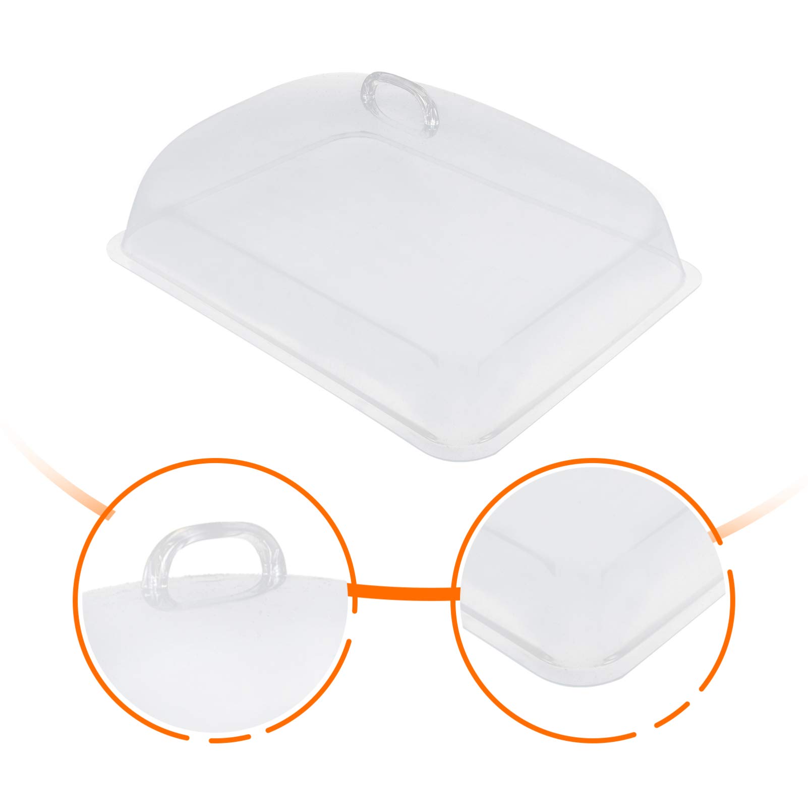 BESTonZON Plastic Cake Dome Cover Rectangular Clear Desert Cloche Display Cake Plate Serving Platter Cheese Cloche Dome Food Cover for Bread Dessert Snack 38.5X29CM