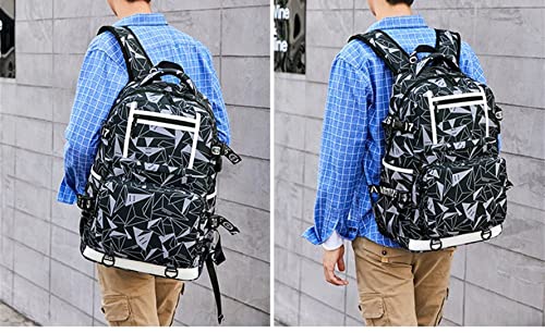 GENGX WesQi Student Boys Travel Knapsack,Neymar JR School Backpack Large Waterproof Laptop Bag with USB Charging Port