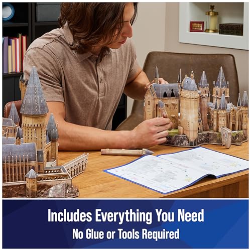 4D Build, Harry Potter Deluxe Hogwarts Castle with Astronomy Tower & Great Hall Over 2ft. Wide Model Kit 384 Pcs | 3D Puzzles for Adults & Teens 12+