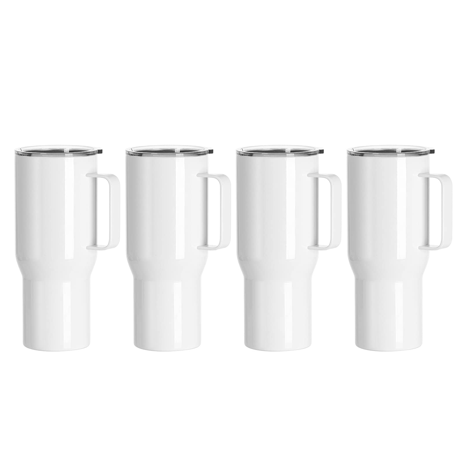PYD Life Sublimation Tumblers Blanks with Handle 25 OZ Coffee Travel Car Stainless Steel Mugs Cups with Leakproof Lid and Straw for Mug Tumbler Heat Press Sublimation Oven Printing 4 Pack